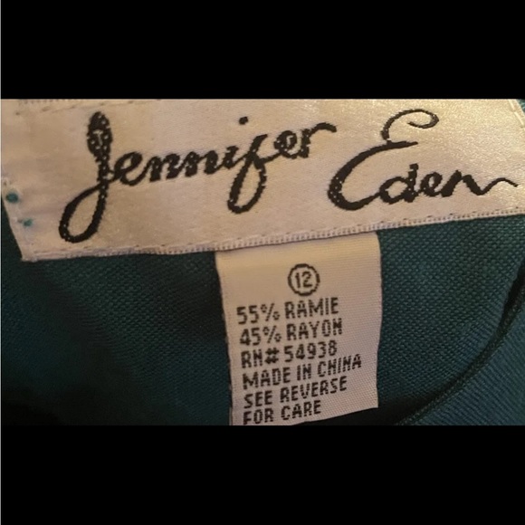 Jennifer Eden | Dresses | Vintage Jennifer Eden Teal Sheath Dress Size ...